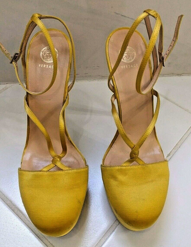 Golden Yellow Fabric Versace Heels Size EU 40 (US 9) shoes | eBay