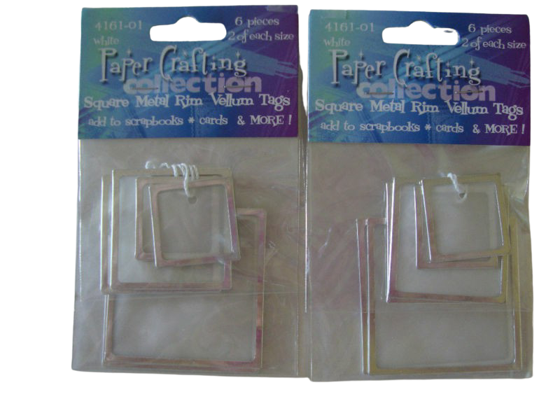 METAL EDGE TAGS WHITE VELLUM SQUARES -- 4 PACKAGES | eBay