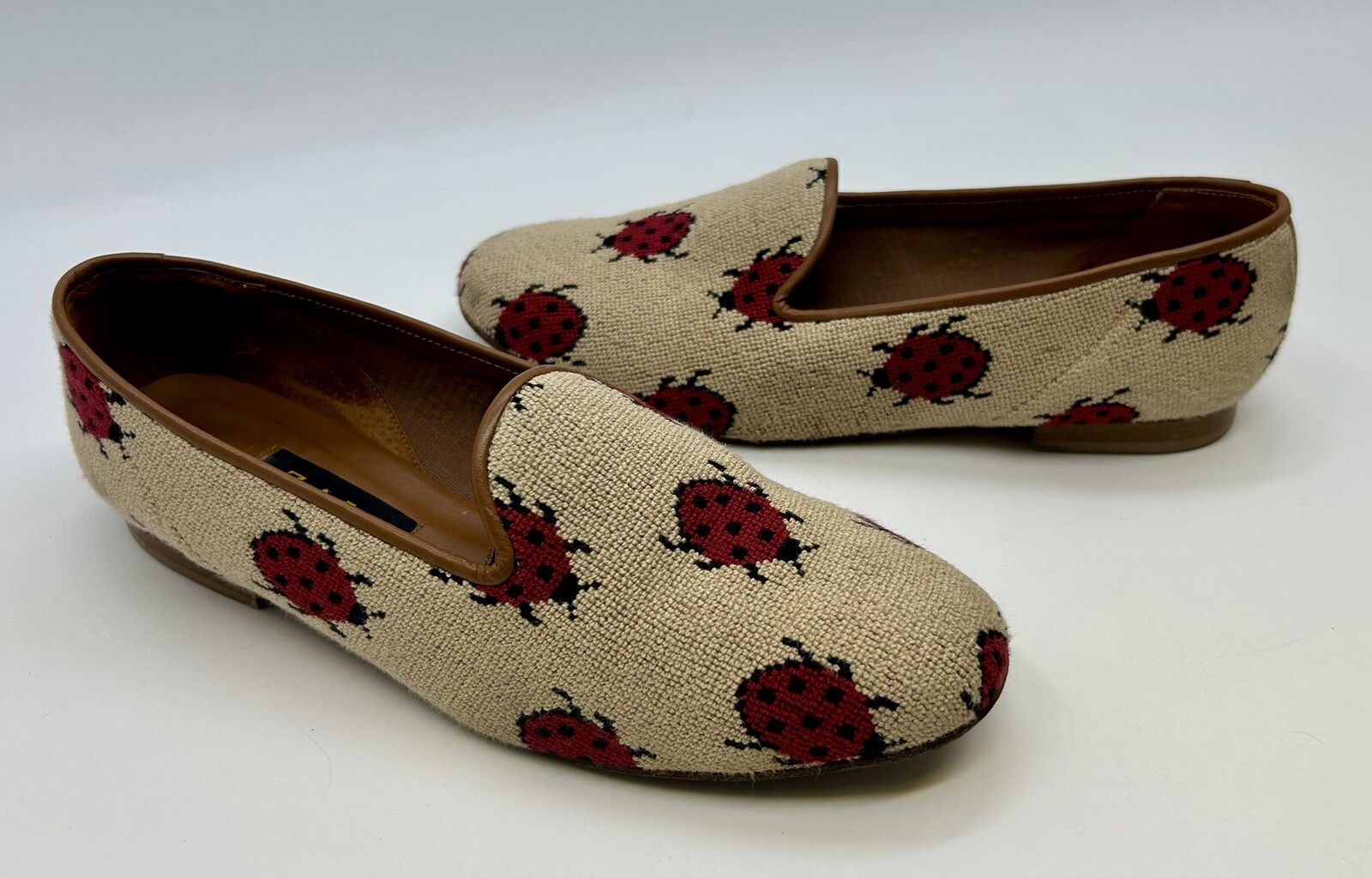 ZALO House Of Zalo Tan Ladybug Needlepoint Tapestry S… - Gem