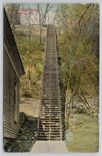 Postcard High School Steps Galena Illinois | eBay