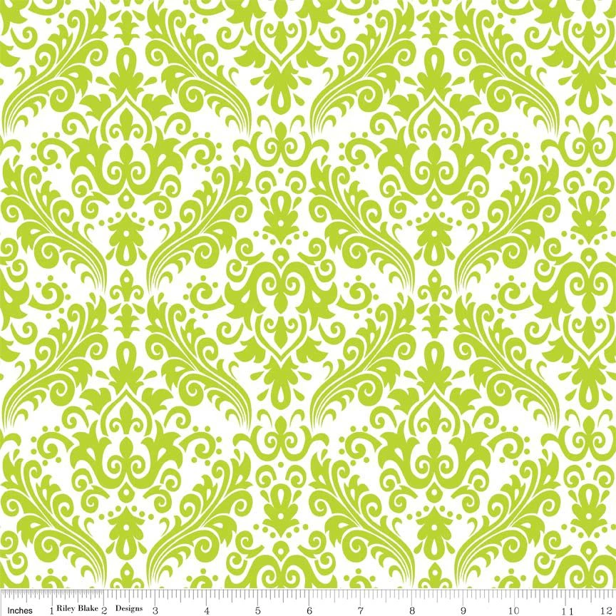 Lime Green Damask Pattern