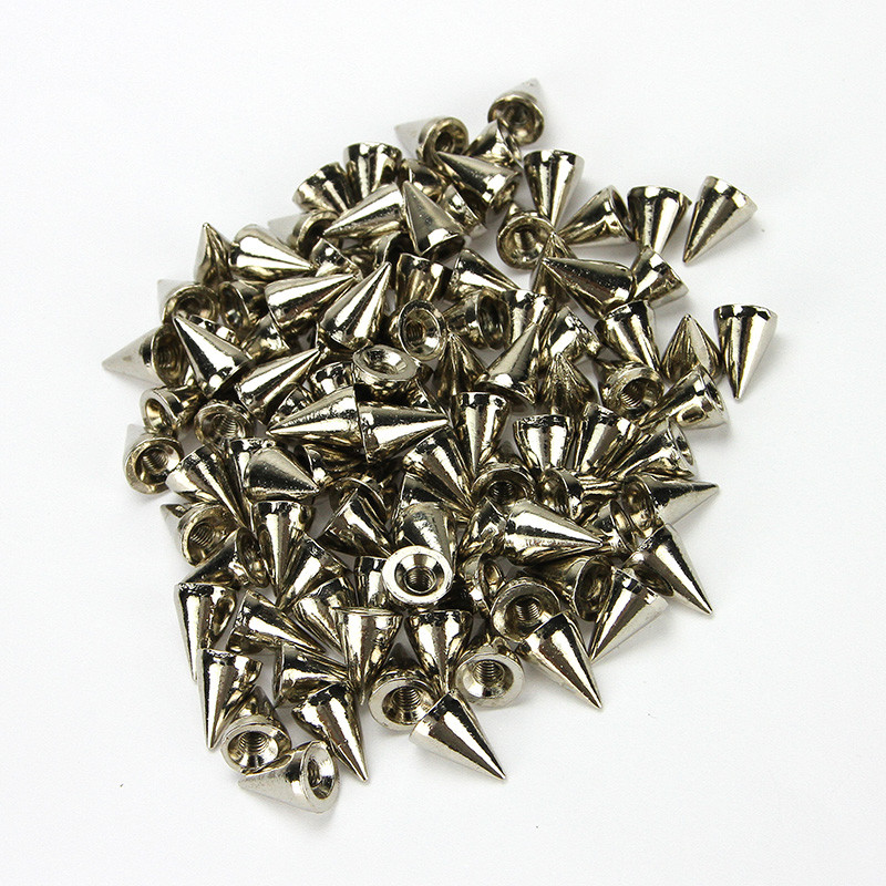 100x 10mm Silver Spots Cone Screw Metal Studs Leathercraft Rivet Bullet ...