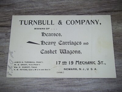 Turnbull & co. advertising Casket wagons Hearse & heavy wagons Newark N ...