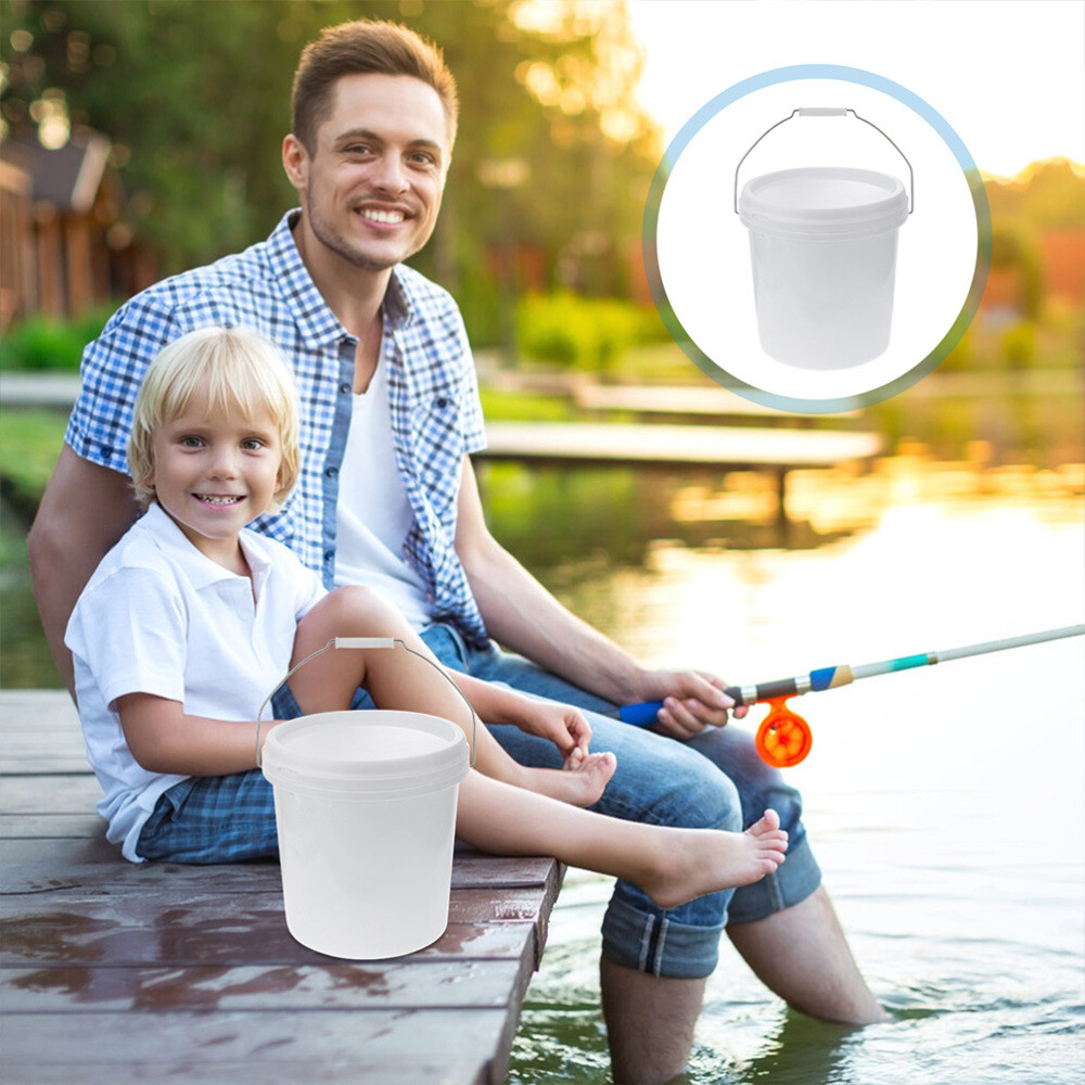 Small Bucket Household Sealed Barrel Travel Pail with Lid Fixed Clear ...