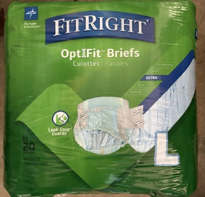Medline FitRight Ultra Large Disposable Briefs - 20 Count OptiFit ...