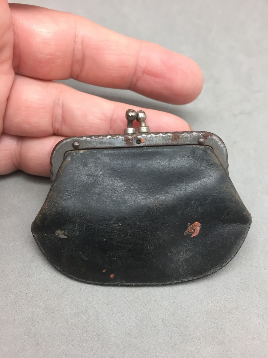 Antique Black Leather Coin Purse 2.75 Antique Black Leather Coin Purse 2.75