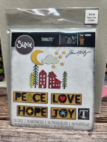 Sizzix Thinlits CHRISTMAS CUTOUTS 16pc set #666064 by Tim Holtz Peace Love Hope | eBay