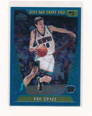 PAU GASOL 2001-02 TOPPS CHROME #131 RC ROOKIE *MEMPHIS GRIZZLIES BULLS ...