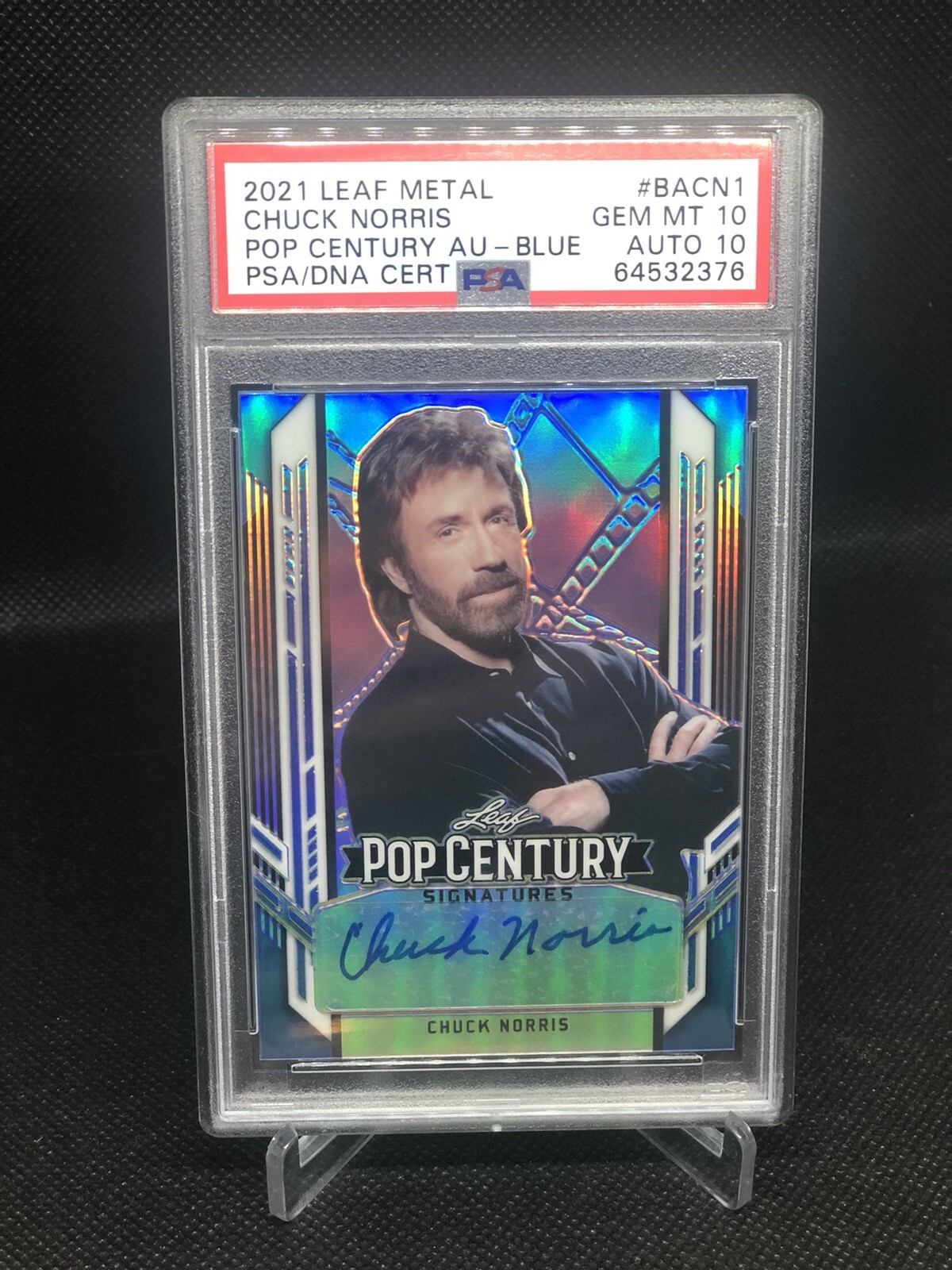 2021 Leaf Pop Century Blue CHUCK NORRIS Auto Autograph /25 PSA 10 GEM ...