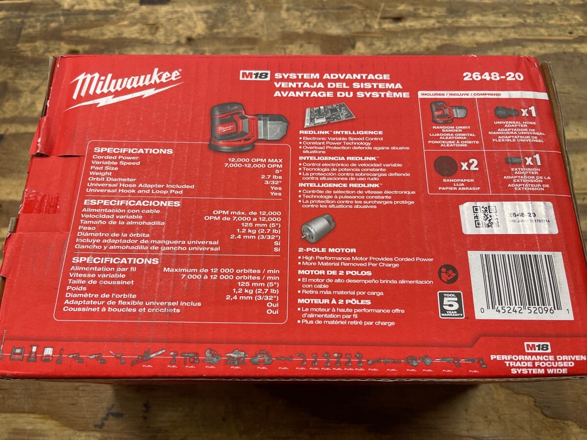 Milwaukee 2648-20 M18 Random Orbit Sander -Red for sale online | eBay