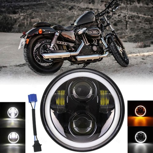 5 3/4 5.75" LED Headlight Projector Halo DRL For Harley-Davidson Iron ...