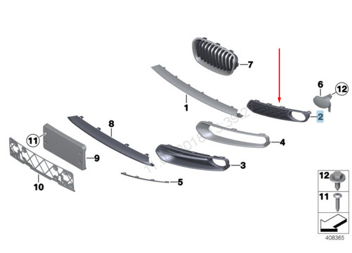 BMW 2 F22 Right Fog Light Grille 51117293842 7293842 2015 Genuine for ...