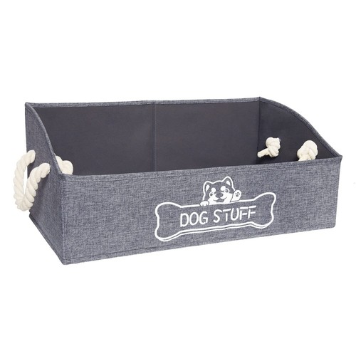 Large Dog Toy Box - Trapezoid Dog Toy Bin with Handles Collapsible Pet ...