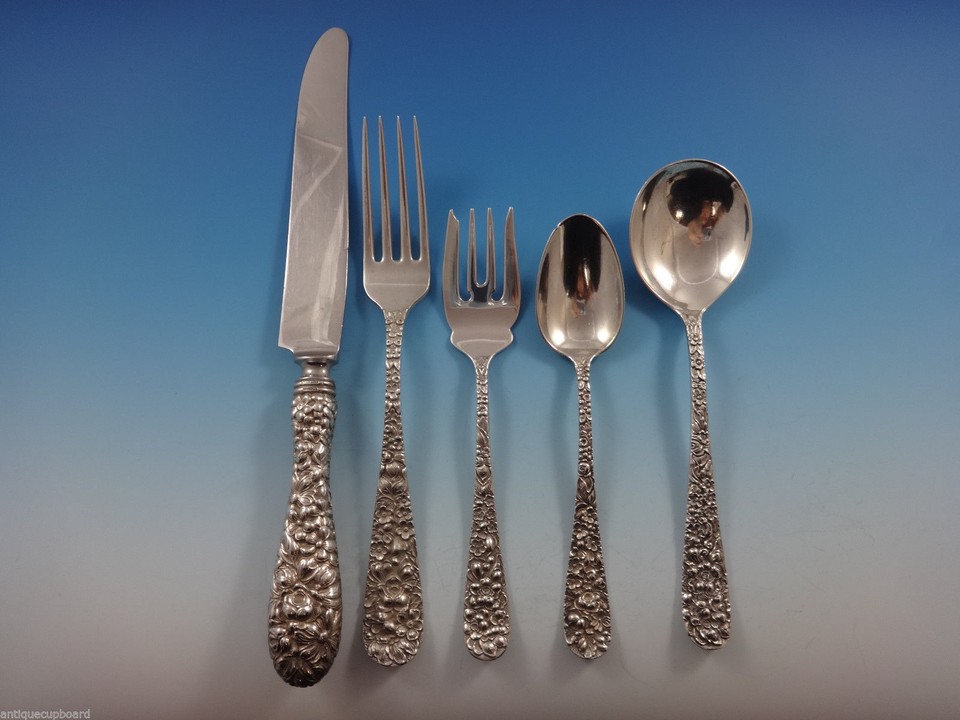 Rose by Stieff Sterling Silver Flatware Set For 12 Service 64 Pieces ...