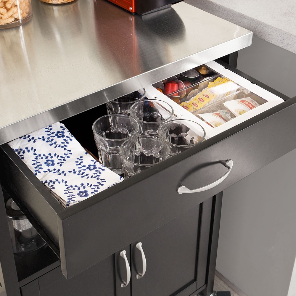 SoBuy Kitchen Cups Storage Trolley Cart Cabinet Black,FKW22-SCH,UK ...