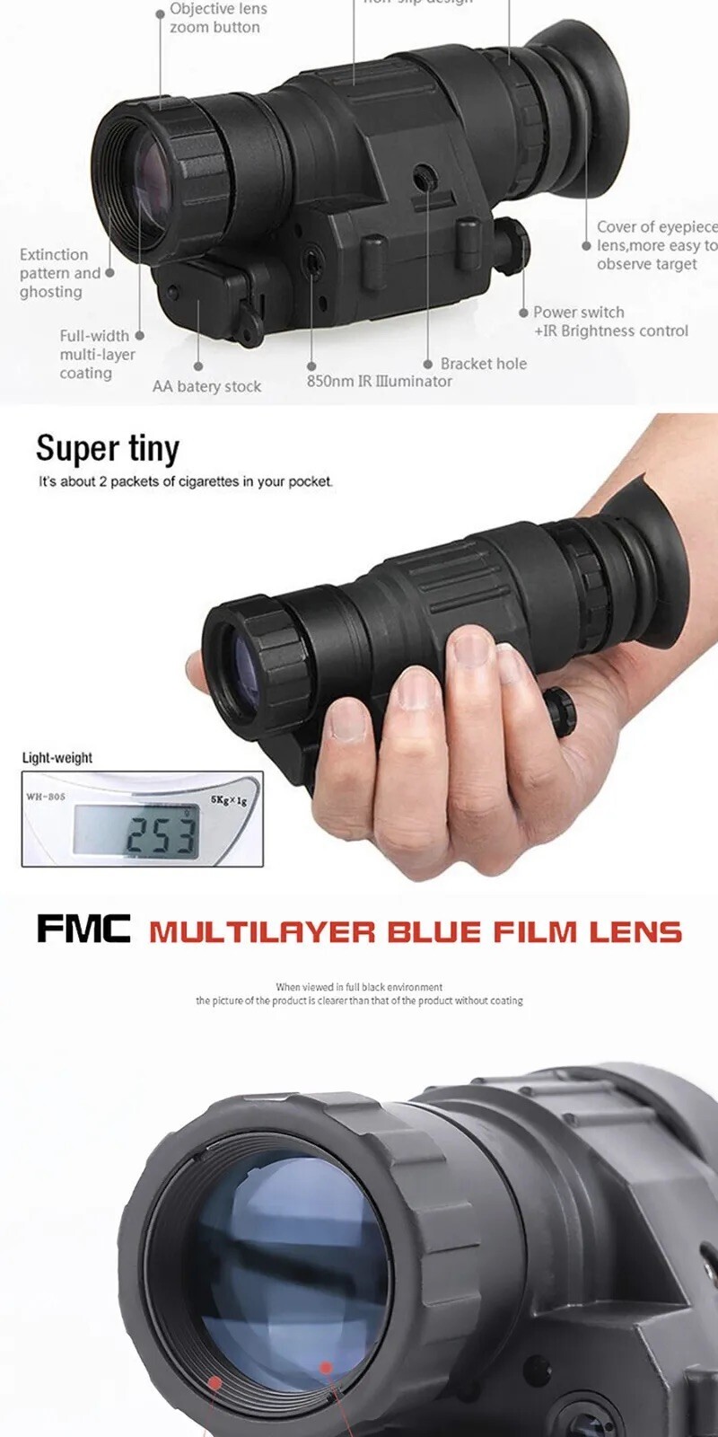 PV-1011 Digital PVS-14 Telescopic Infrared Night Vision Monocular Scope ...