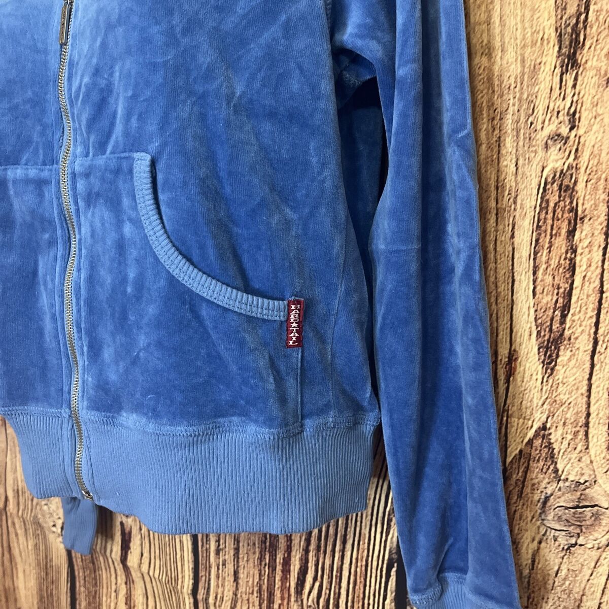 Hard Tail Women's Velour Hoodie Zip Up Jacket Bright Blue Hard Tail Women's Velour Hoodie Zip Up Jacket Bright Blue