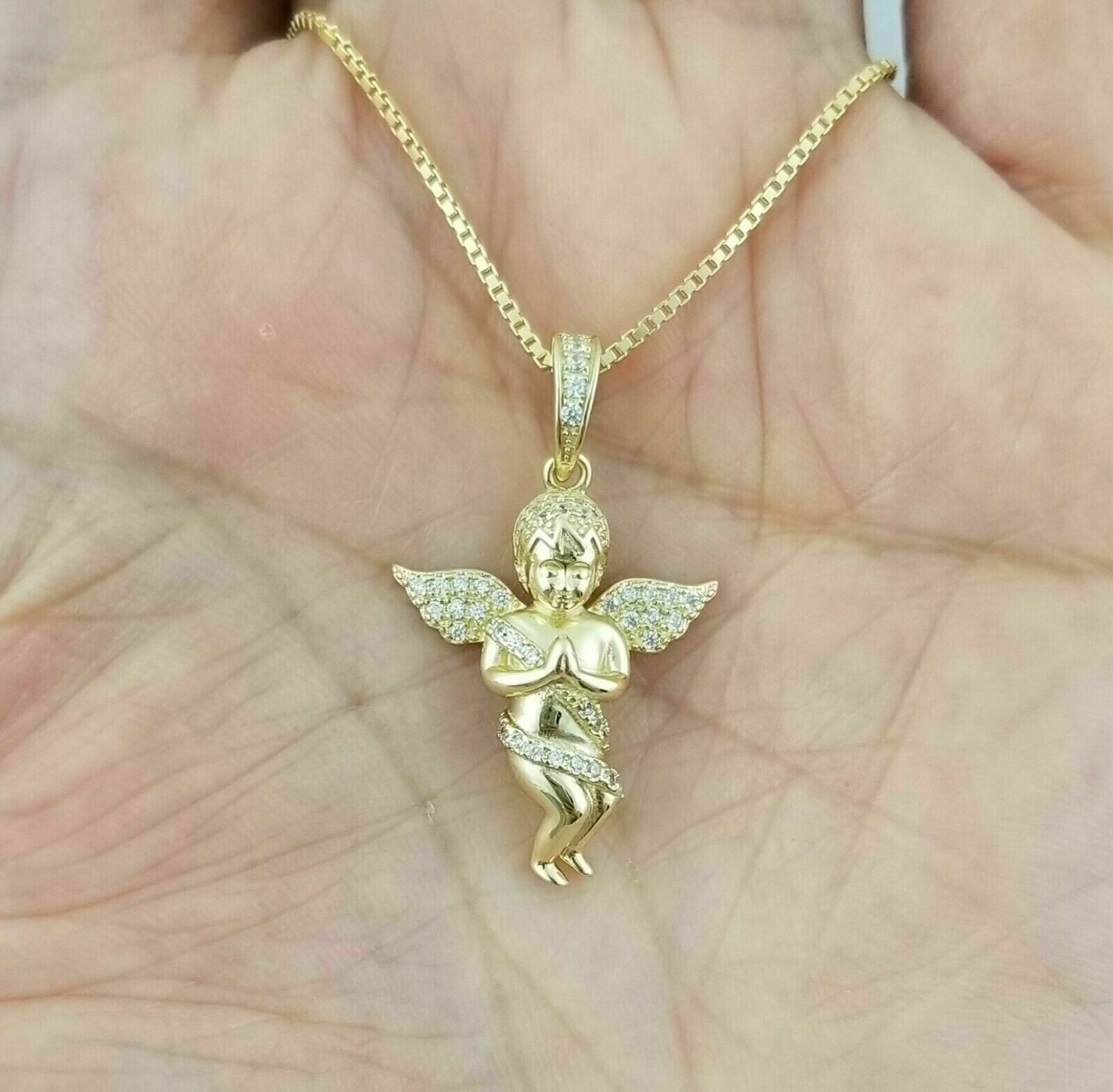 1.40Ct Round Cut Diamond Baby Angel Charm Pendant Necklace 14K Yellow ...
