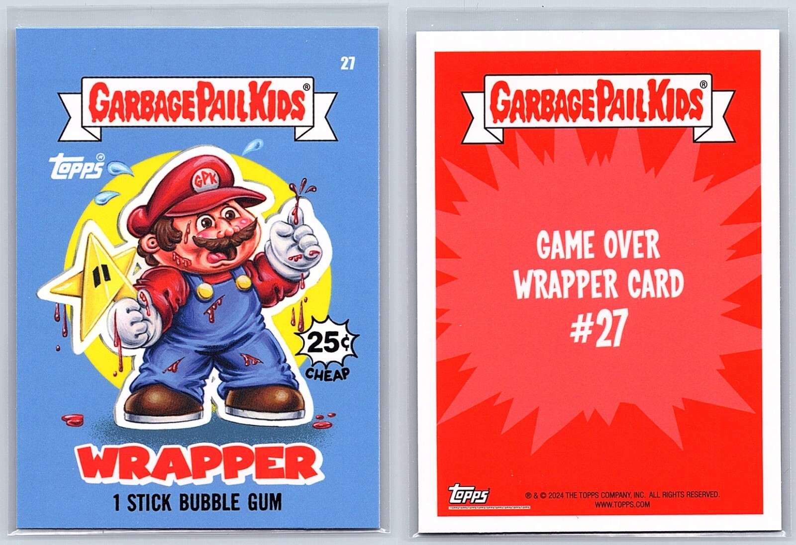 Super Mario Bros Paper Mario Garbage Pail Kids Wrapper Card Spoof SSP ...