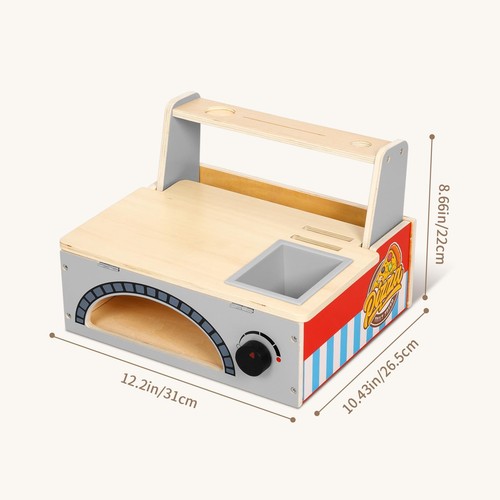 OOOK Wooden Pizza Toy Kids Pizza Counter Playset, Montessori Pretend ...
