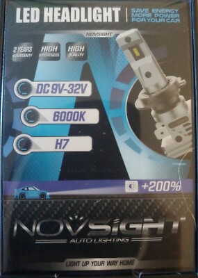 NEW Novsight Auto Lighting Led Headlights DC 9V- 32V 6000K H7 +200% ...