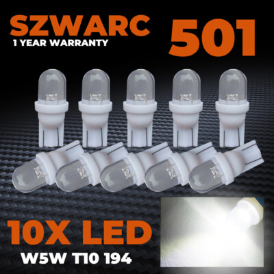 T10 501 WHITE LED CAR SIDE LIGHT BULBS 12V NUMBER PLATE W5W HID WEDGE ...