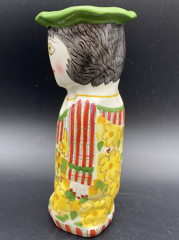 Bella Casa Vase Daisy Susan Paley by Ganz Ceramic 10 3/4" Green Hat ...