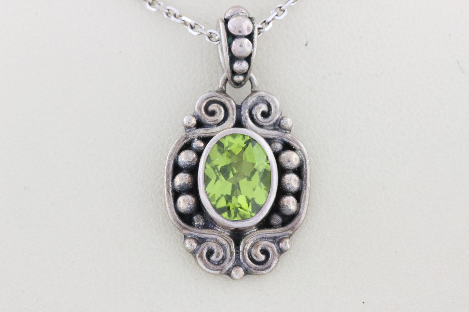 Signed Gemala Bali Indonesia Sterling Silver Dotted Scroll Green ...