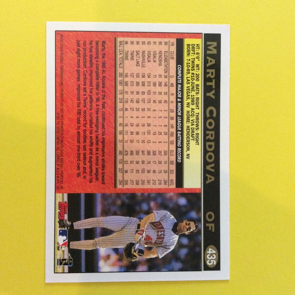 1997 Topps #435 Marty Cordova Minnesota Twins | eBay
