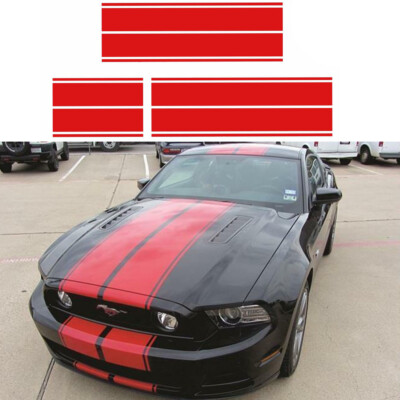 Glossy Red Hood Roof Bumper Rally Stripes Decal Racing Graphics For ...