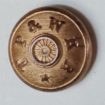 Bb TOLEDO PEORIA & WESTERN RAILWAY RAILROAD UNIFORM BUTTON small gilt ...