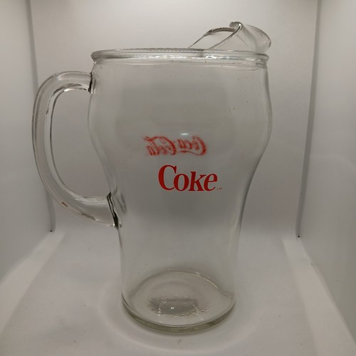 Heavy Glass Coca Cola Coke Pitcher Clear Glass with handle | eBay