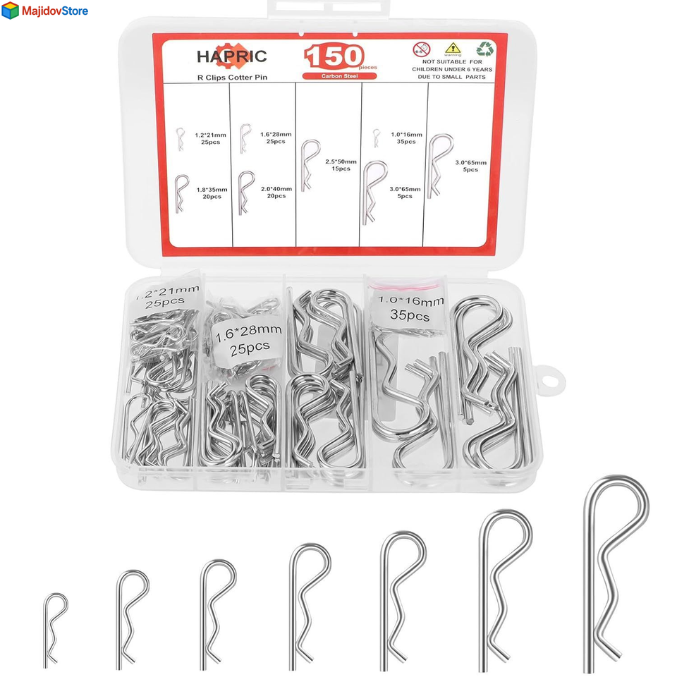 150Pcs Stainless Steel Hitch Pin Clip R Retaining Pins Assortment Kit ...