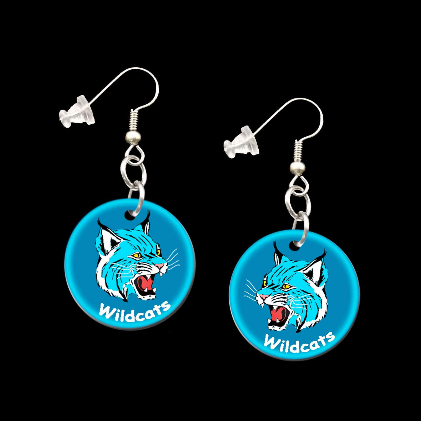 WILDCATS DANGLE 1 INCH BUTTON EARRINGS 9933413 bobcat cat sports ...