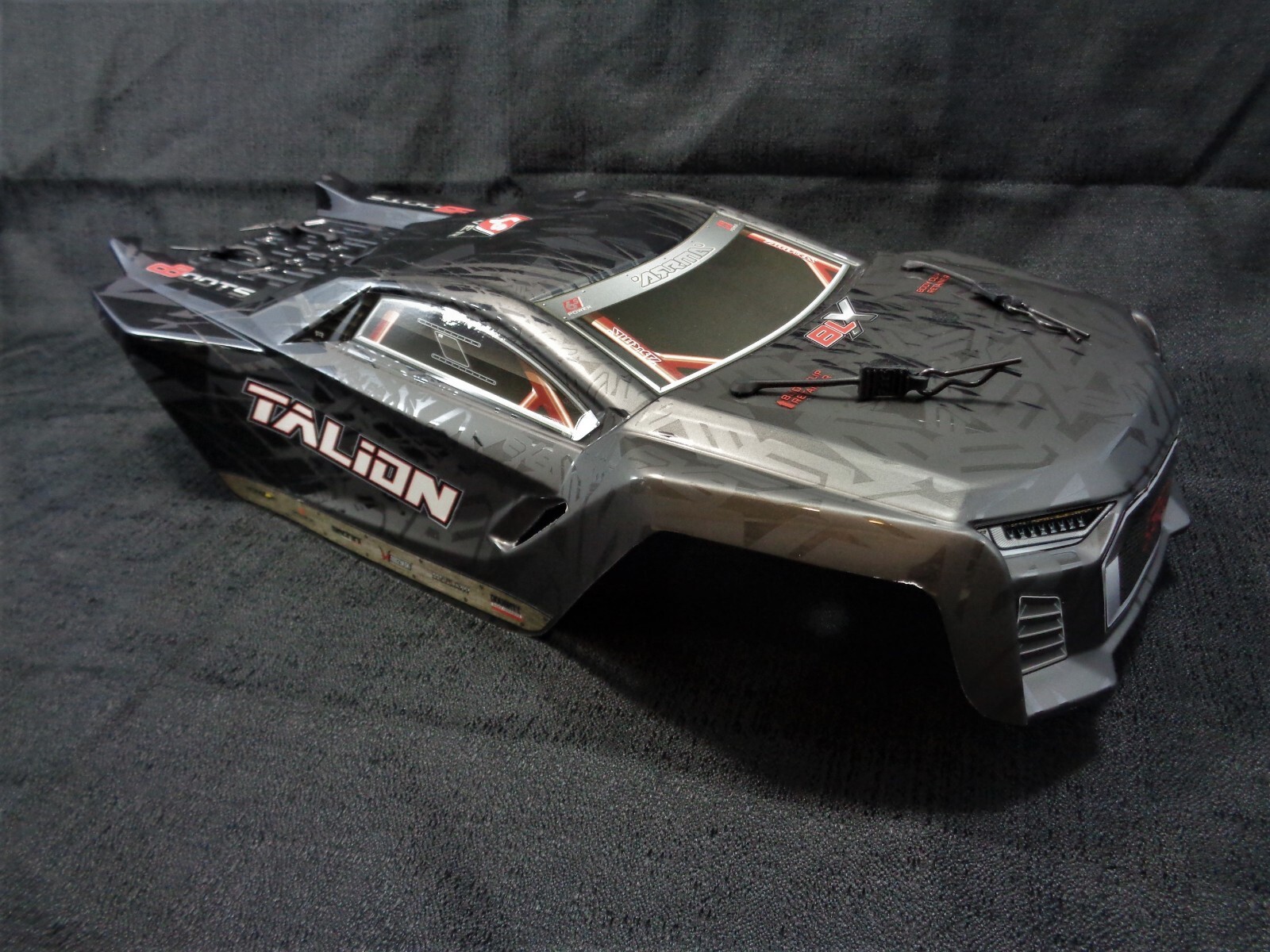 Arrma Talion EXB 6s Factory Painted Black Body Shell w/ Clips Pins 1/8 ...
