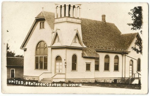Hudson Iowa IA ~ United Brethren Church RPPC Real Photo Postcard c.1910 ...