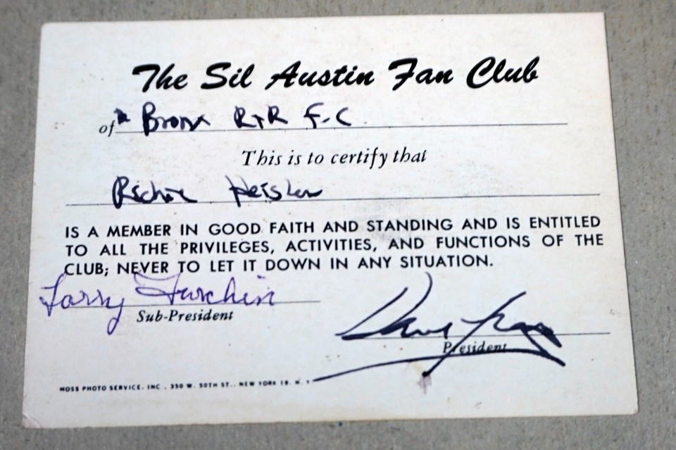 Sil Austin Fan Club Membership Card-Rock & Roll-Doo Wop/R&B-50s-SKNS | eBay
