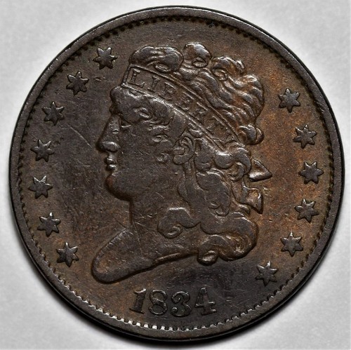 1834 Classic Head Half Cent - US 1/2c Copper Coin | eBay