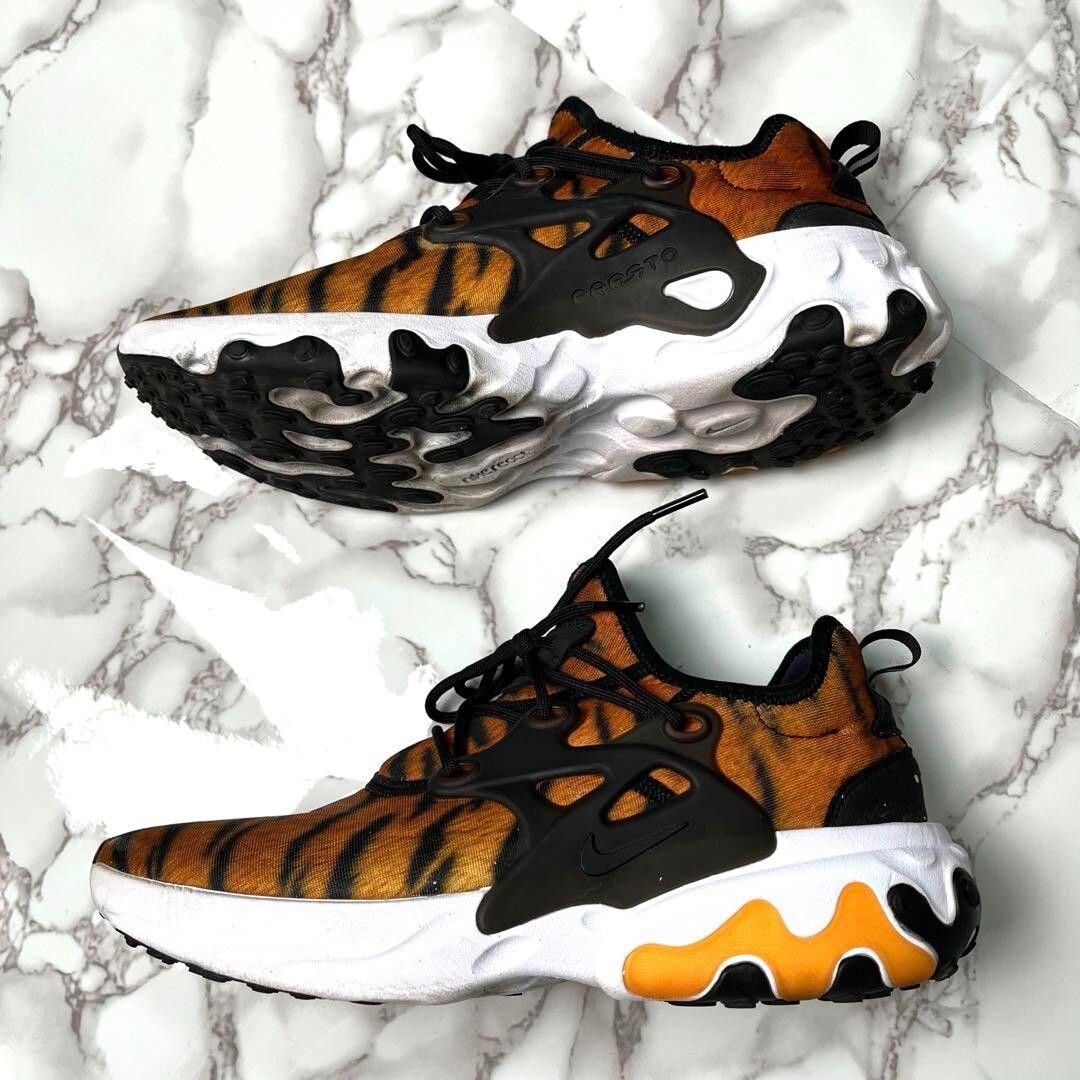 Nike React Presto Premium Tiger Print CN7664-800 US 9 Used F Nike React Presto Premium Tiger Print CN7664-800 US 9 Used F