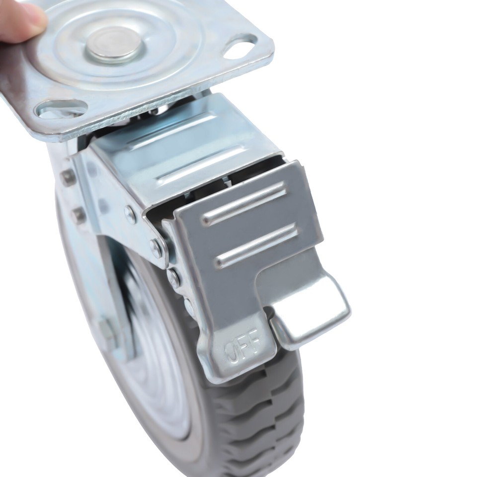 4PCS 8 Inch Dustproof Handling Wheels Fixed+Brake Heavy Duty Solid ...