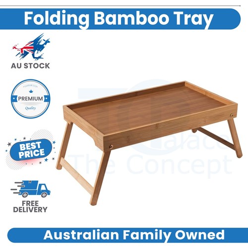 BAMBOO FOLD UP LAP TRAY Tea Coffee Table Wooden Breakfast in Bed ...