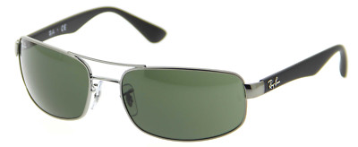 Ray-Ban Green Lenses Rectangular Gunmetal Frame Sunglasses RB3445 004 ...