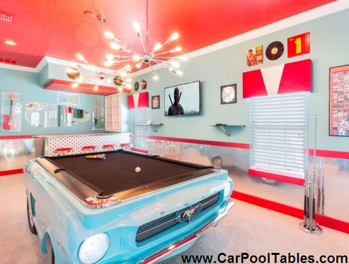 1965 FORD MUSTANG POOL TABLE - Working Lights! Real Car Parts! Real ...