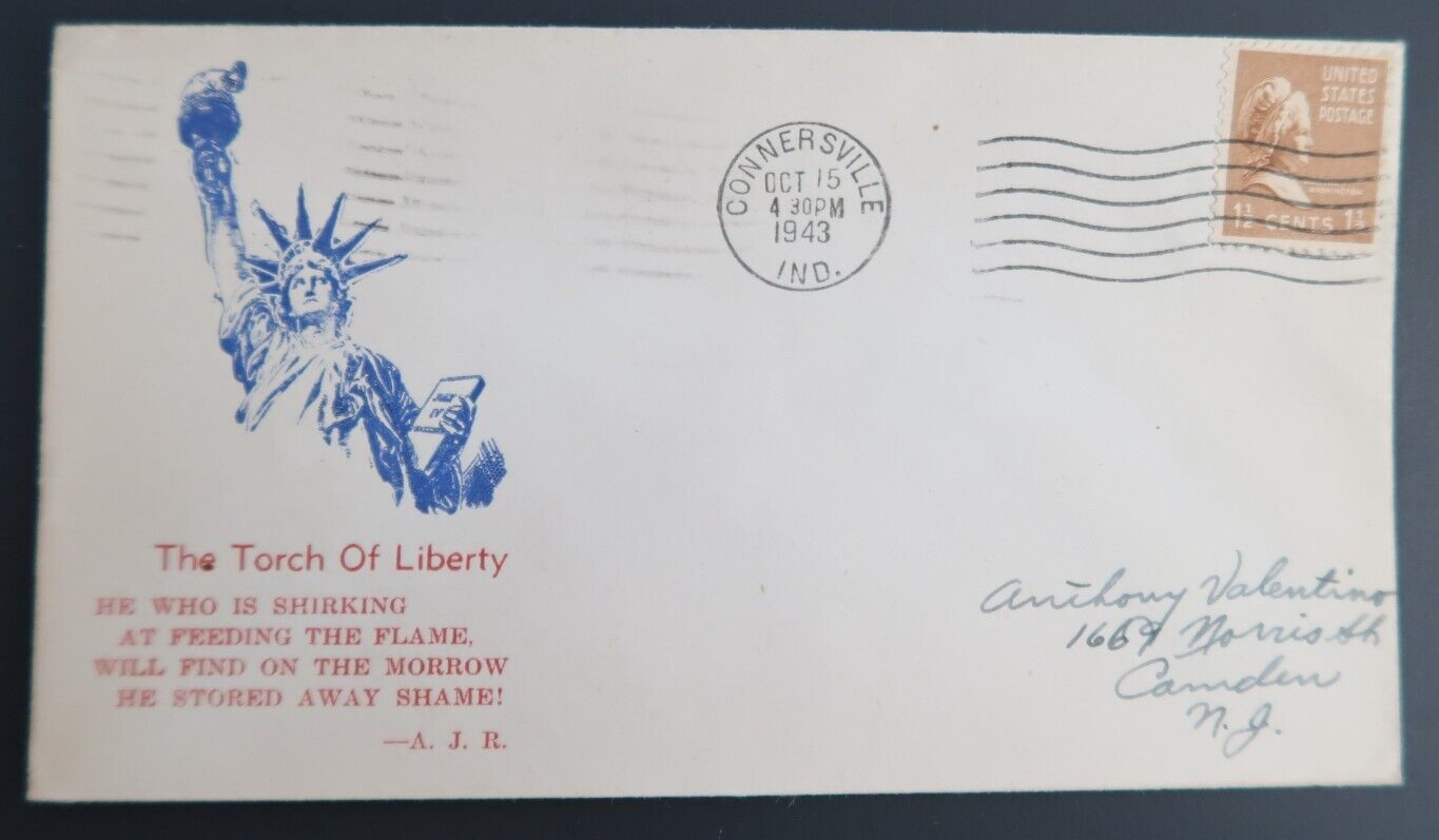 The Torch of Liberty AJR 1943 Statue World War II WW2 Envelope ...