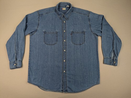 Vintage Y2K Levis Shirt Adult Large Denim Metal Button Up Cowboy Rodeo ...