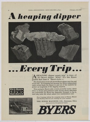 1929 Byers Machine Co. Ad: "A Heaping Dipper Every Time" - Ravenna ...