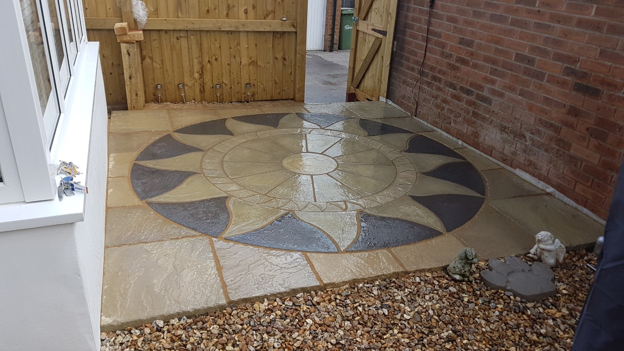 3M x 3M AZTEC SUN CIRCLE SQ OFF KITS PATIO PAVING SLAB FLAGS (DEL ...