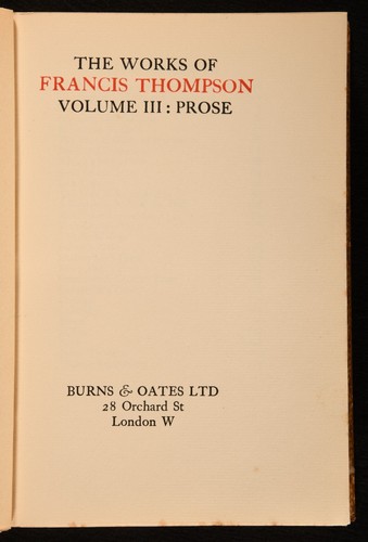 c1913 3Vols The Works of Francis Thompson Tree Calf Poems Prose Riviere ...