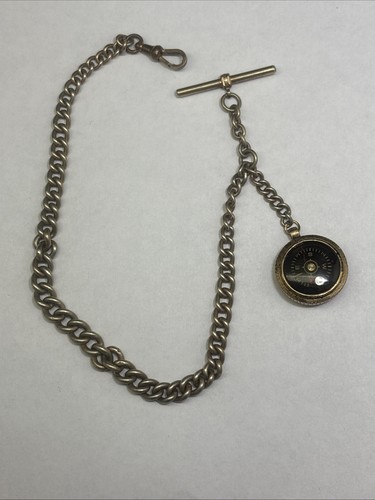 Vintage Goldtone Pocket Watch Chain Fob With Compass | eBay