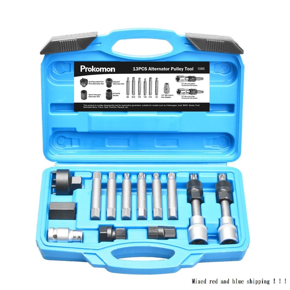 Prokomon 13 Pieces Alternator Pulley Tool Kit; Alternator Pulley ...